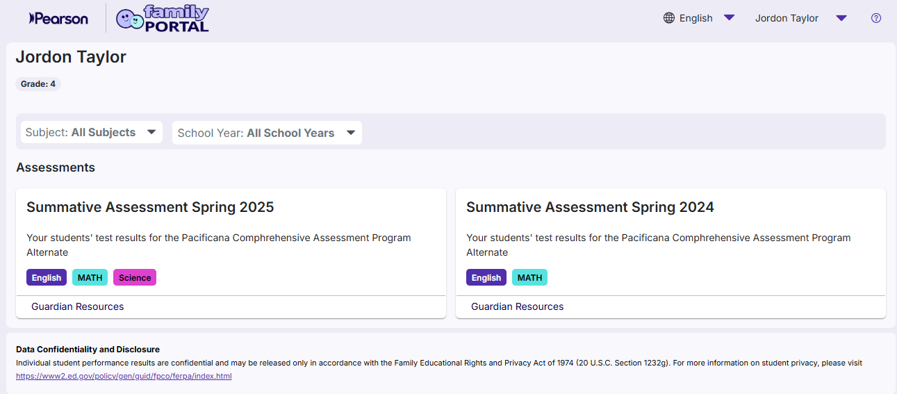 Sign in to Family Portal